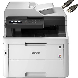 Brother MFC-L3750CDW Compact Digital Color All-in-One Printer, Duplex Printing, Print Scan Copy Fax, 600 x 2400 dpi, 25ppm, 512MB, Compatible with Alexa - Bundle with JAWFOAL Printer Cable