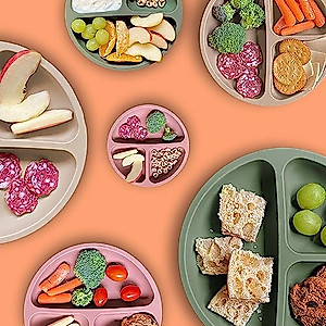 littlepanda Suction Plates for Toddlers and Babies 100% Silicone Divided Plates for Kids Baby Led Weaning Supplies Microwave & Dishwasher and Oven Safe Toddler Plates 3 Pack