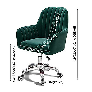 Chair Desk Chair Swivel Ergonomic Office Chair Velvet Swivel Chair Liftable Computer Chair Home Rotating High-Density Sponge Cushion Office Chair Height Adjustable, Green