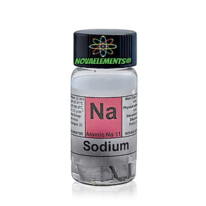 Sodium Metal Element 11 Sample, 99.8% Pure 1 Gram Under Mineral Oil Inside a Labeled Glass Vial…