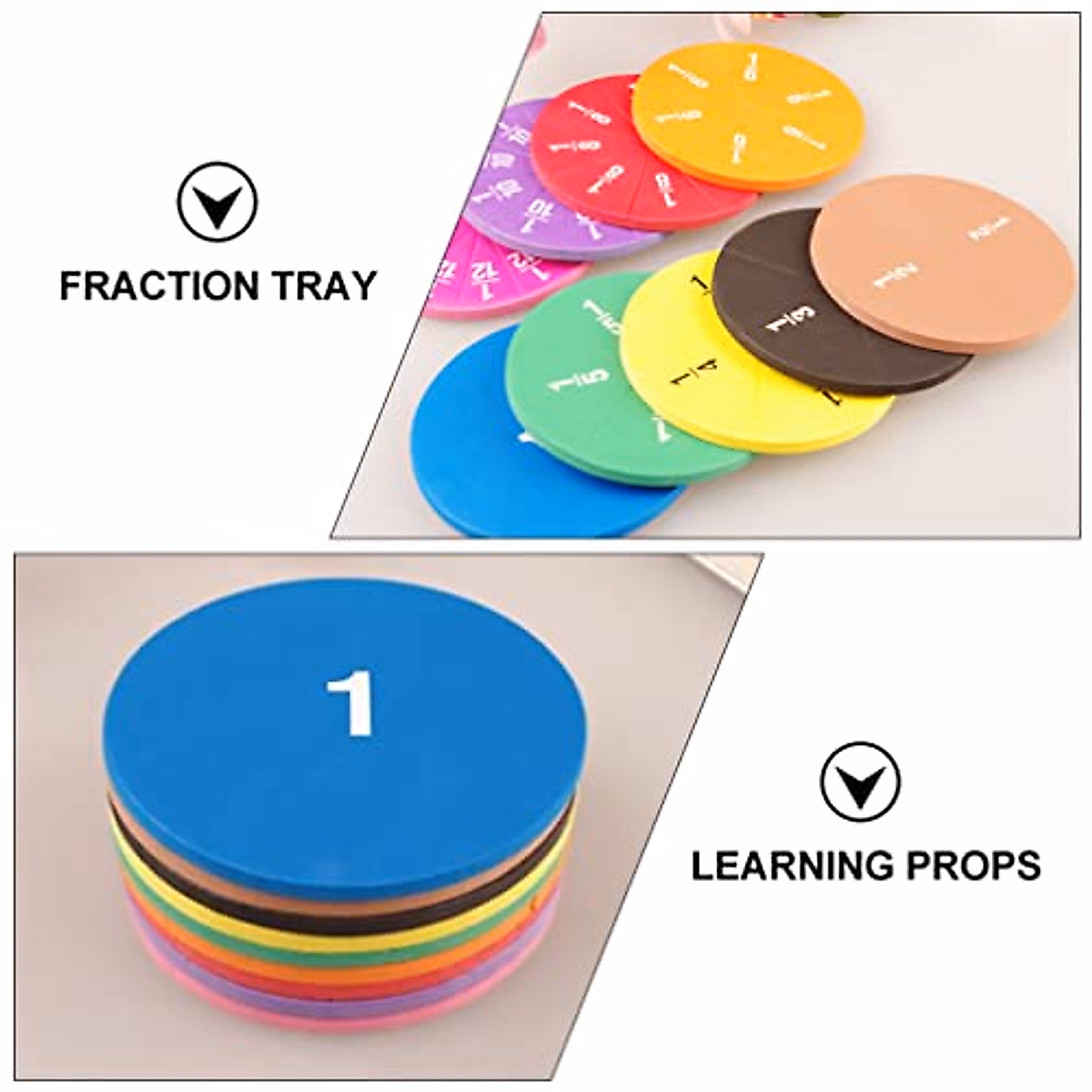 Totority Magnetic Fraction Tiles& Fraction Circles, Fraction Props Teaching Aid Montessori Fraction Math Manipulatives Rainbow Fraction Tower Cubes for Elementary School Homeschool Supplies