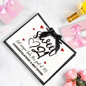 21th Birthday Gift Bag for Decorations with Card, Happy Birthday Gift & Decoration Gift Wrap for Anniversary Party Women Girl Her, 300 FL OZ