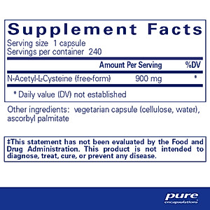 Pure Encapsulations NAC 900 mg - N-Acetyl Cysteine Amino Acid Supplement for Lung & Immune Support, Liver & Antioxidants* - 240 Capsules