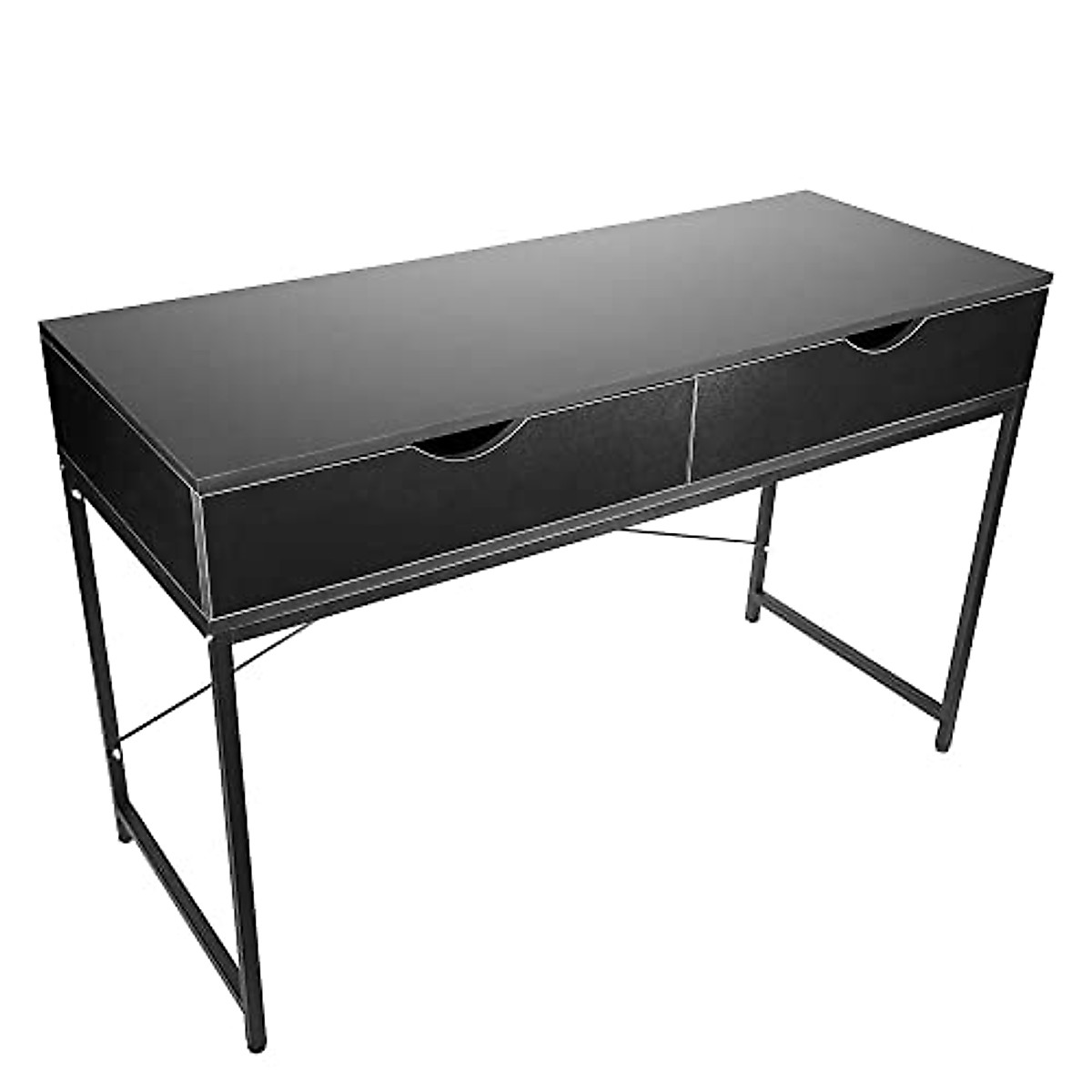Interior Elements Home Office Modern Computer Desk with Drawers, Black, 47.5"