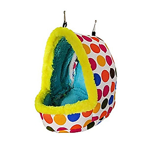 ULTECHNOVO Bird Hanging Hammock House, Winter Warm Thicken Plush Nest Nest Parrot Hammock Bird Sleeping Bed for Conure Lovebird Parakeet Chinchilla Guinea Squirrel Cage Accessory(Size S)
