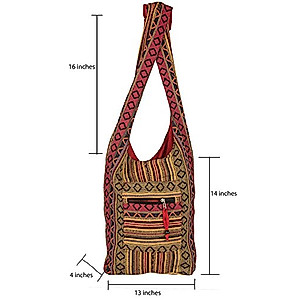 Tribe Azure Red Hobo Messenger Shoulder Bag Large Roomy School Sling Travel Camping Beach Cross body