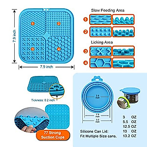 VEEVAO Lick Mat for Dogs, 8"×8" Food-Grade Silicone Dog Lick Mat as Dog & Cat Slow Feeder, 2 PCS Dog Licking Mat with Suction Cups and Can Lids, Relieve Pets Anxiety and Boredom(No Cans Included)…