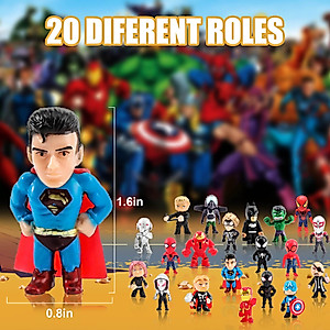 20 Pieces Hero Action Figures Sets, Mini Action Figures for Boys Toys, Birthday Party Gifts Cupcake Toppers Decoration