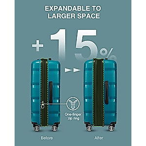 LUGGEX Blue 24 Inch Expandable Luggage with Spinner Wheels - Lightweight Checked Luggage - Effortless Vacation Mobility (Teal Suitcase)