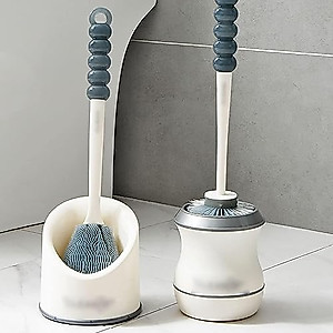 Creative Toilet Bowl Brush Flat Brush Head Toilet Brush Floor Stand Reversible Bristle Toilet Cleaner Brush with Stand