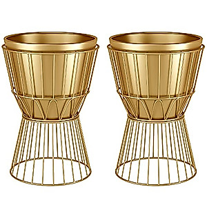 MSTFLOR Metal Plant Stand with Pot 12" - Decorative Metal Plant Holder Stand Indoor, Gold Plant Stand Modern Flower Potted Rack for Corner Display, Living Room, Office, Modern Home Decor - 17.5" Tall