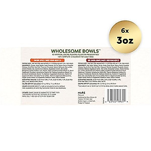 CESAR WHOLESOME BOWLS Adult Soft Wet Dog Food Variety Pack, Beef, Chicken, Carrots, Barley & Green Beans Recipe and Chicken, Apple & Sweet Potato Recipe, (6) 3 oz. Bowls