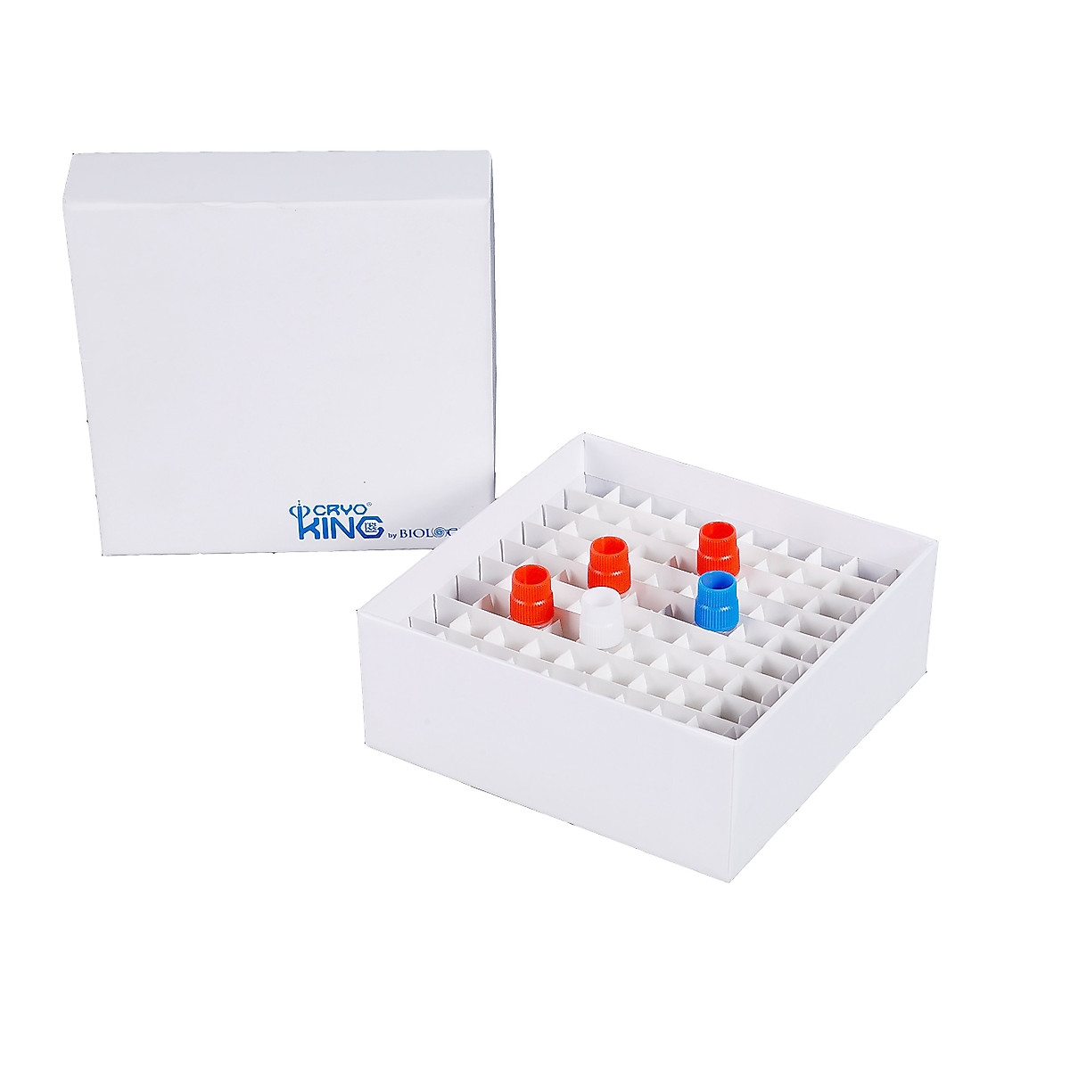 Biologix 90-1281 Cardboard Microcentrifuge Tube Freezer Storage Box, 2" Height, 81 Places (Case of 100)