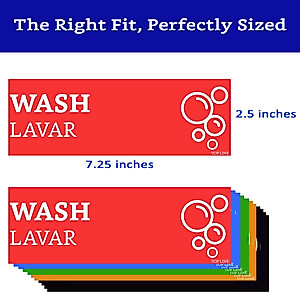 Wash Rinse Sanitize Sink Labels Signs with Wash Hands Sign (12 Labels - 2 FULL SETS 7.3 x 2.5 in) - Ideal for Restaurant Sinks, 3 Compartment Sink, Food Trucks, Commercial Kitchens & More
