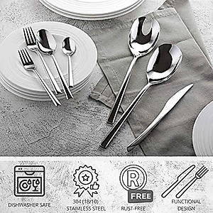 Bundle: Bone China dinnerware set 16-piece and Stainless steel silverware set 20-piece, Plates and Bowls Sets, Dishes Dinnerware Sets, Dinnerware Sets, White Plates,Flatware Set, Cutlery Set