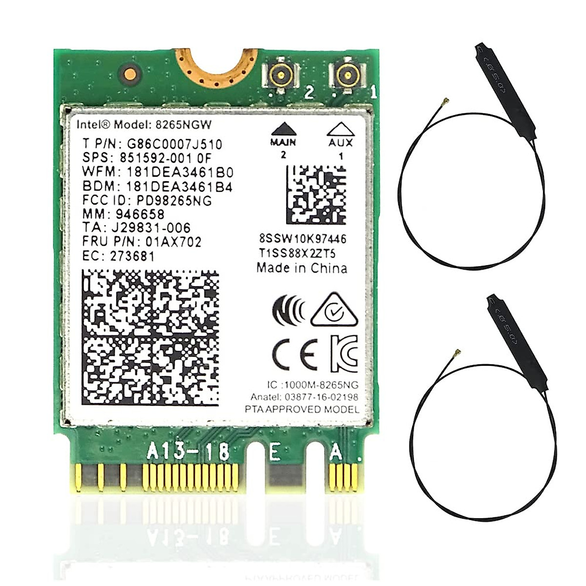 LIAN MO for Intel Wireless-AC 8265 Dual Band 2.4G/5Ghz WiFi Bluetooth WLAN for 8265NGW NGFF 802.11ac 867Mbps 2x2 MU-MIMO BT 4.2 Card