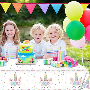 DaiUni 1PCS Unicorns Party Tablecloths for Birthday Party Decoration, Plastic Disposable Rectangle Party Table Covers for Kids Girls Birthday Baby Shower Party Supplies, 54" x 108"