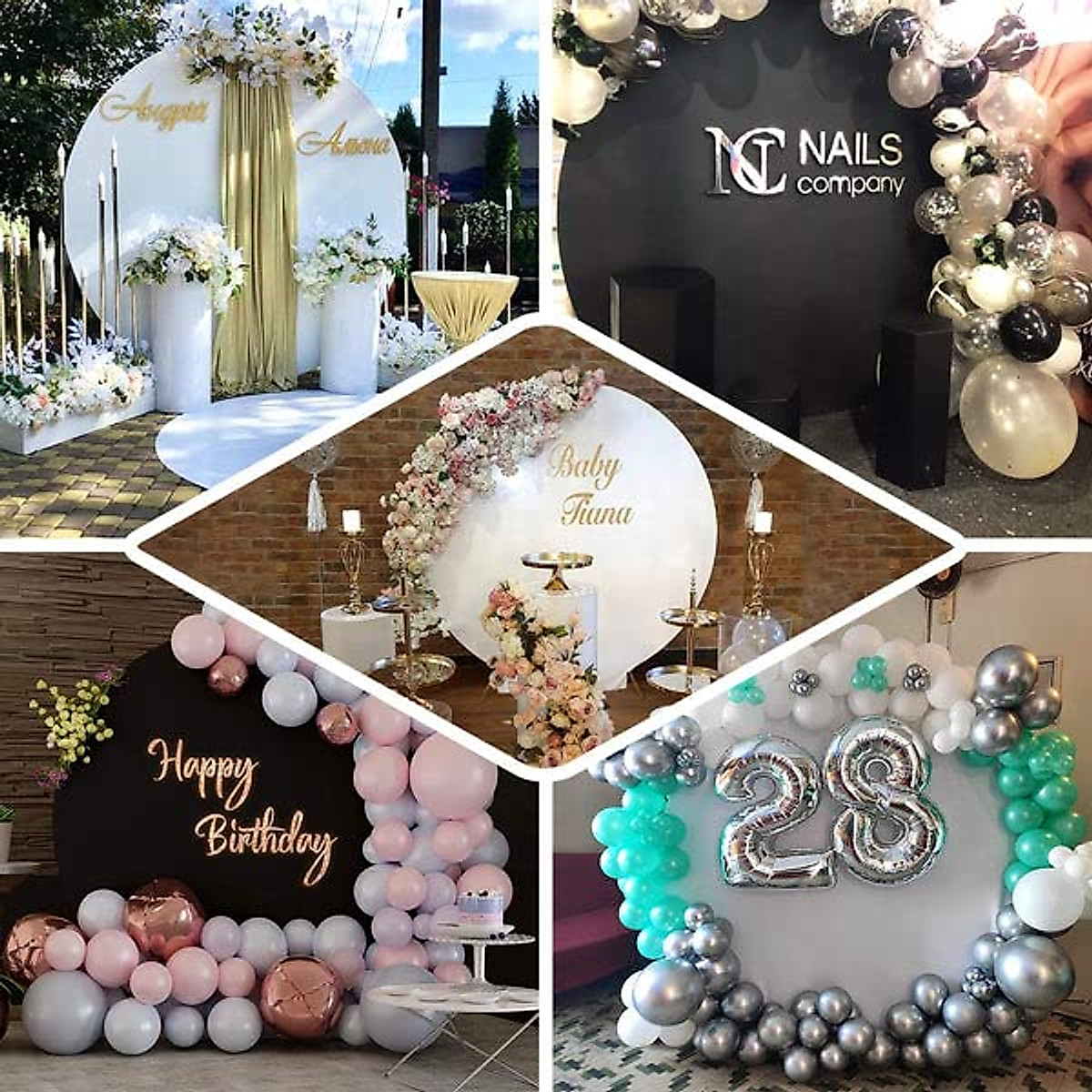 Efavormart 7.5ft Matte Navy Blue Round Spandex Fit Wedding Arch Backdrop Cover - 2-Sided Custom Fit Backdrop Stand Arch Cover