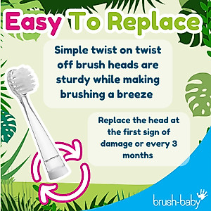 Brush-Baby WildOnes Replacement Brush Heads (for Ages 0-10 Years) Pack of 4 - Only Compatible with Wildones Toothbrushes