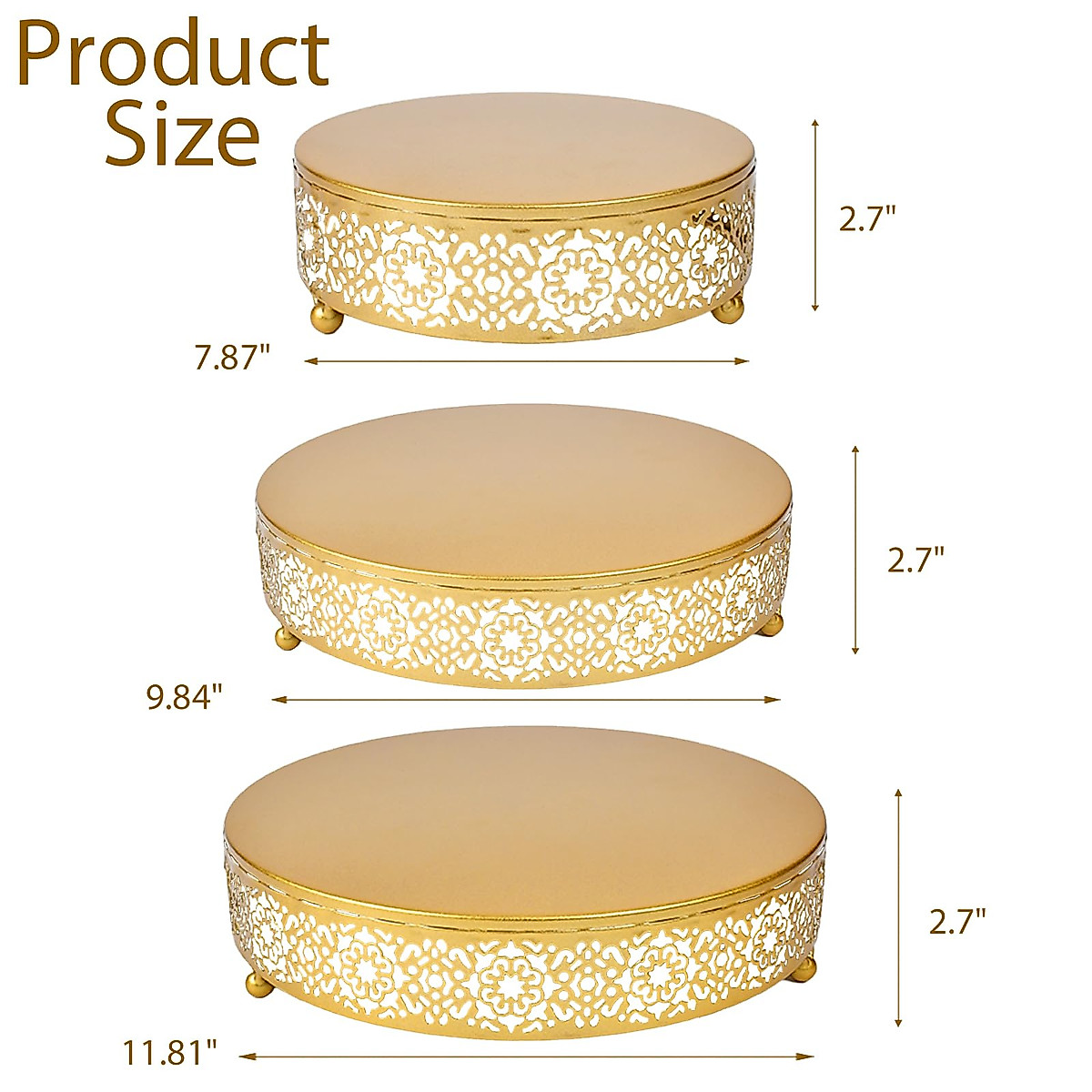 Adorabby Golden 3-Tier Metal Cake Stand - Cake Stand Set Wedding, Dessert Table Decor, 3-Piece Combination, Iron Art, Elegant and Decorative(Gold)