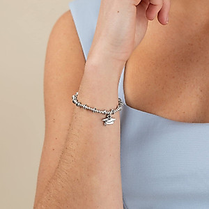 Alex and Ani Connections Stretch Bracelet for Women, Class of 2021, Rafaelian Silver Finish, 3.5 to 4.5 in