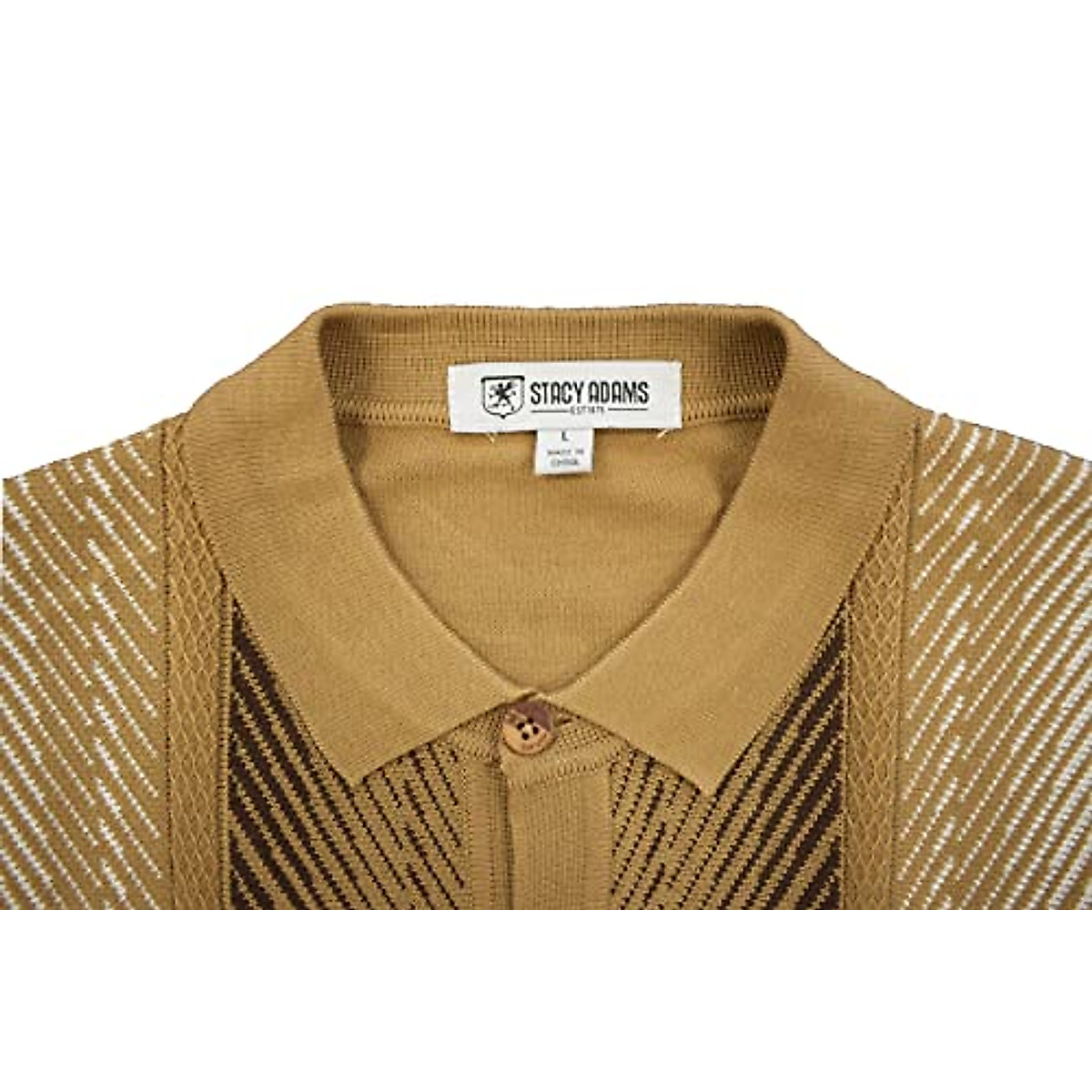 Men’s Short Sleeve Knit Sports Shirt - Modern Polo Vintage Classics: Mélange Panel (3XL, Cafe Stripe)