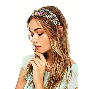 Rhinestone Padded Headband Baroque Crystal Embellished Hairbands Colorful Beaded Headbands Fashion Bejewelled HairHoop Accessory for Women Girls