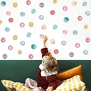 Polka Dot Wall Decals Removable Watercolor Colorful Wall Sticker for Kids Baby Girls Living Room Bedroom Playroom 60dots