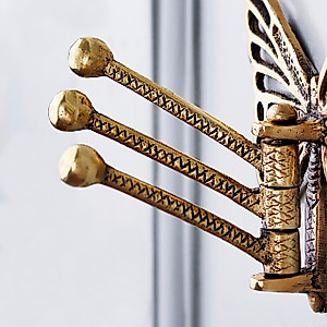 Indian Shelf Brass Butterfly Swivel Tri Arm Hook Foldable Decorative Wall Hooks 3 Prong Wall Hooks Vintage Towel Hooks Gold Coat Hooks Robe Hook Folding Coat Hooks Hangers