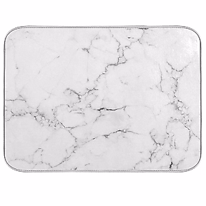 Absorbent Dish Drying Mat for Kitchen Counter - Marble Print Microfiber Drying Pad, Reversible Drainer Mats for Countertop, Medium 16 x 18 inch