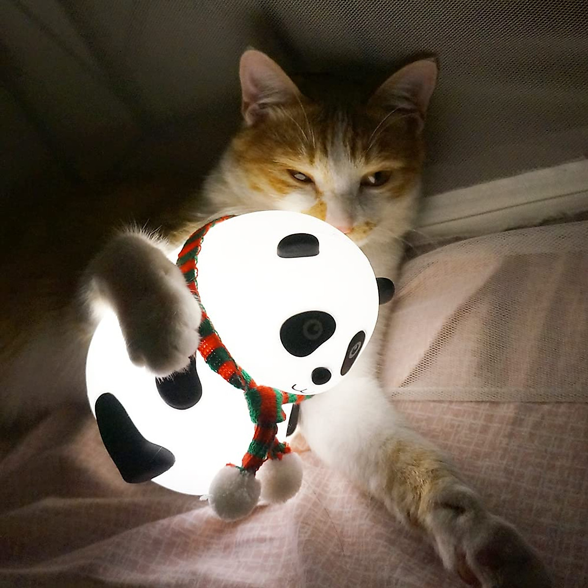 LED Kids Night Light Cute Nursing Night Light Non-Flickering Eye-Caring Lamp-USB Rechargeable, Touch Control, Multi-Color and Warm White Can be Switched, Fabulous Ideal Gift (Panda Round Eyes)