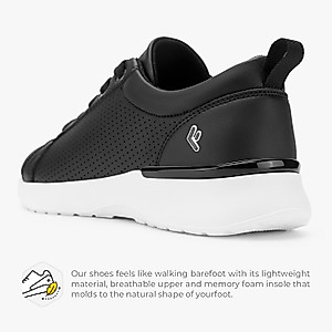 FitVille Womens Wide Walking Shoes Lightweight Breathable Casual Memory Foam Sneakers- LiteWalk V1(Rwood, Size 8 Wide)-1