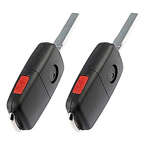 Flip Key Fob Remote fits VW Volkswagen Beetle CC Eos Golf Gti Jetta Passat Tiguan Touareg 2011 2012 2013 2014 2015 2016 (NBG010180T), Set of 2