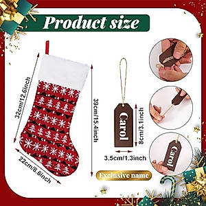 Ryoizen Christmas Stockings 5 Pack,16'' Xmas Stockings with Wool Knitted Stripe Plush Faux Fur Cuff Stockings for Stairs Fireplace Hanging Home Party Family Holiday Decor
