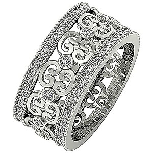 2 1/2 CT Round Shape White Cubic Zirconia Fashionable Eternity Wedding Engagement Anniversary Band Ring in 14K White Gold Plated 925 Sterling Silver (2.50 Cttw) Ring Size - 8.5