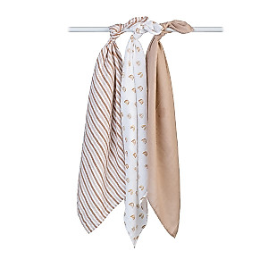 lulujo Baby Receiving Blanket| Unisex Softest 100% Cotton Muslin Blanket| Neutral Receiving Blanket for Girls & Boys | 28in x 28in | Baby Gift| Rainbow