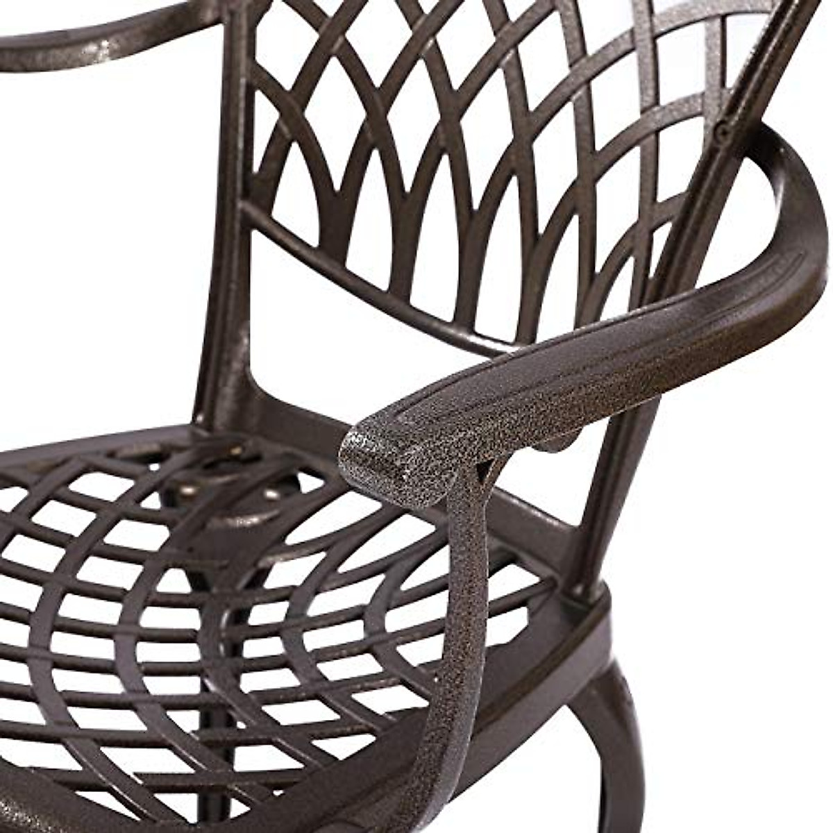 Kinger Home 2-Piece Cast Aluminum Outdoor Patio Chairs, Patio Chairs Set of 2, Patio Seating, Chairs for Outside, Woven Design, Rust Resistant - Bronze