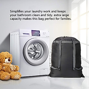 Extra Large Laundry Bag Rucksacks [26’’x34’’] Sturdy rip and tear resistant polyester material with drawstring closure. Ideal machine washable laundry bags for college, dorm and apartment dwellers-black