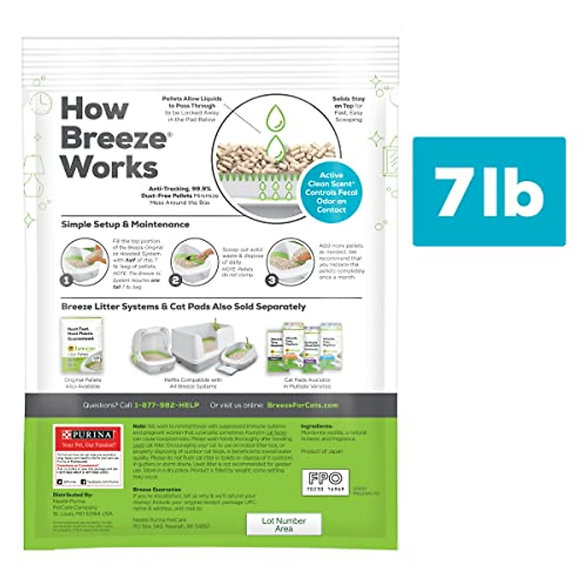 Purina Tidy Cats Non Clumping Cat Litter, Breeze Enhanced Pellets Multi Cat Litter - (4) 7 lb. Bags