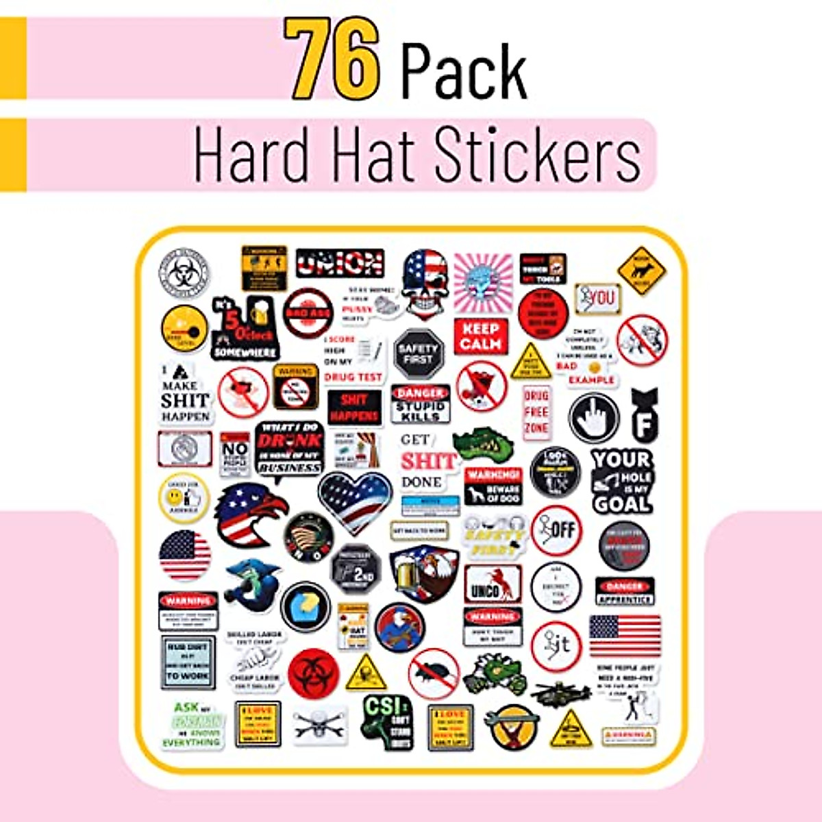 UNCO- Hard Hat Stickers, 76 pcs, Hardhat Stickers and Decals, Funny Stickers, Stickers for Men, Laptop Stickers for Men, Hardhat Stickers, Hard Hat Decals, Electrician Stickers for Hard Hats