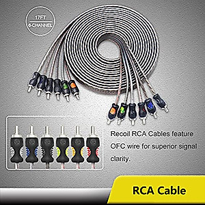 Recoil RCK46 True 4 Gauge Complete 6-Channel CCA Amplifier Wiring Kits with OFC RCA Cable