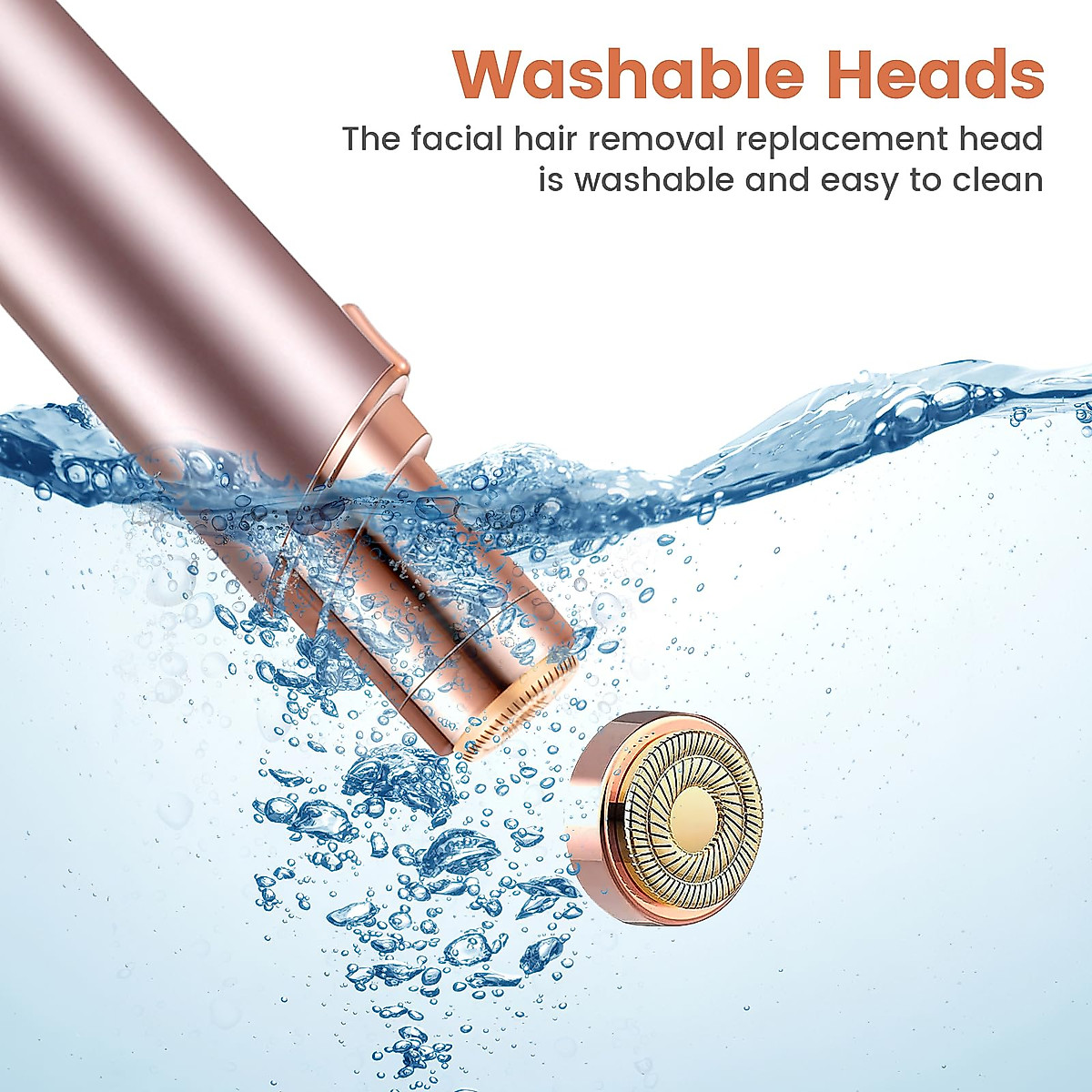 Facial Hair Removal for Women, Mini Hair Remover, Electric Razor Shaver Portable Bikini Epilator for Lips, Chin, Armpit, Peach Fuzz, Fingers, Neck, Cheek and USB Rechargeable(Champagne）