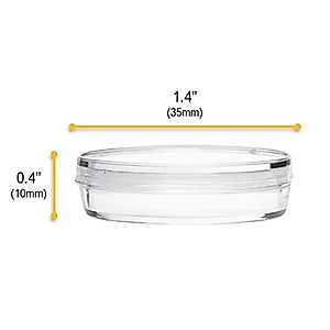 EISCO 25PK Disposable Petri Dish with Lid - Sterile - 35x15mm - Polystyrene - Triple Vented - Transparent