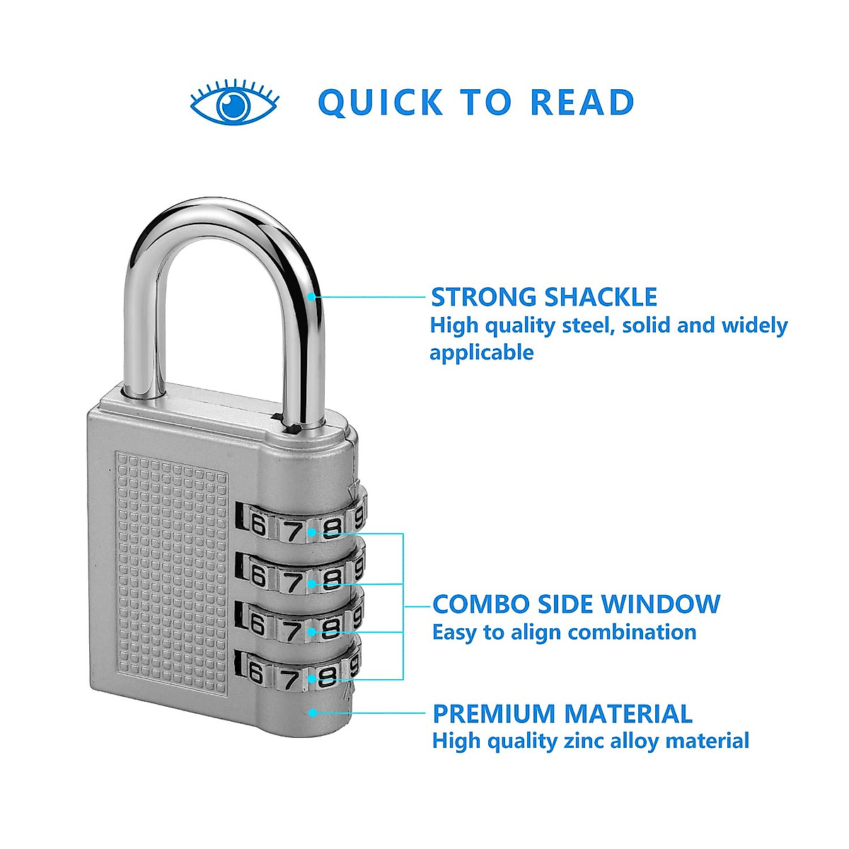 QIOJIRMU Combination Lock with Braided Steel Cable, 4 Digit Combination Password, Rustproof and Waterproof, Ideal for Luggage, Sports Locker, Toolbox, Fence, Case, and More