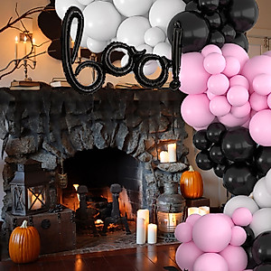 Halloween Balloon Arch Garland Kit for Girls 106Pcs Pink Black White Latex Balloons Halloween Party Decorations for Women Halloween Haunted House Party Halloween Party Supplies Indoor Outdoor