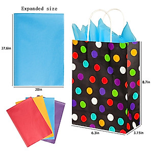 BLEWINDZ 24 Pieces Small Gift Bags with Handles and Tissue Papers, Stripe Birthday Goodie Bags for Wedding, Birthday, Party Supplies