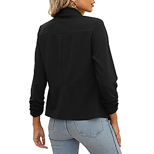MenXX-LargeWomens Slim Fit 3/4 Sleeve Cardigan Outwear Blazer Black Plus Size (XXL, Black)'' }
