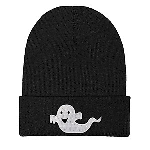 Halloween Beanie Cute Ghost Boo Hat Anime Hat Funny Hats Black for Men Women Embroidered Warm Winter Beanie Hats