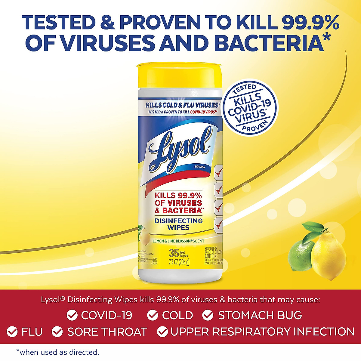 Lysol Disinfectant Wipes, For Disinfecting, Deodorizing, and Cleaning, Lemon & Lime Blossom, 35ct