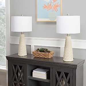 Decor Therapy MP1631 Jameson Textured Ceramic Table Lamps, Set of 2, 13x13x26.5, Ivory, 2 Count